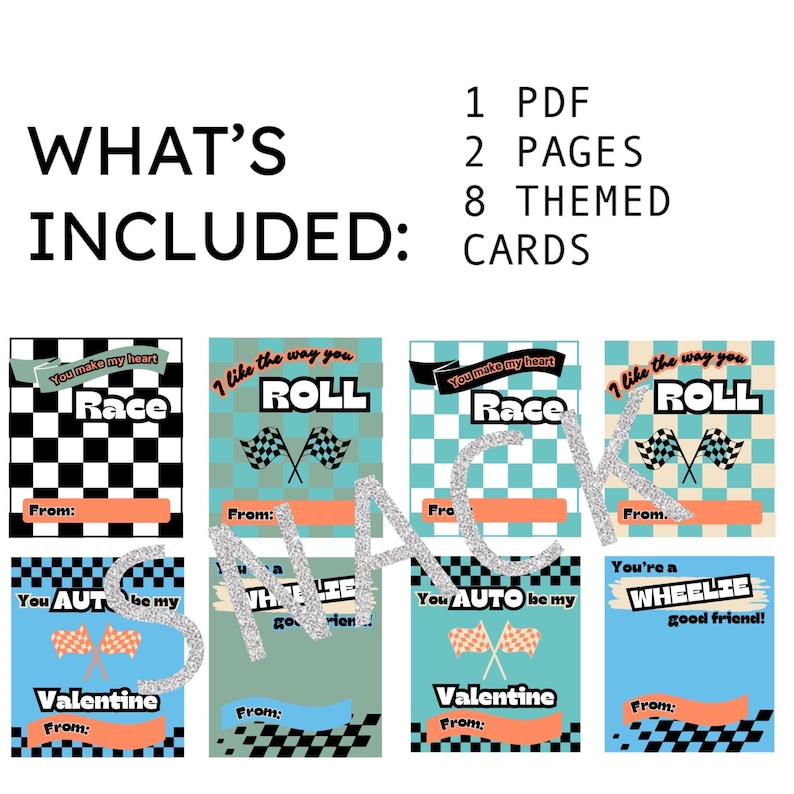 Race Car Valentines • Valentine’s Day Tags • School Valentines • Boys ...