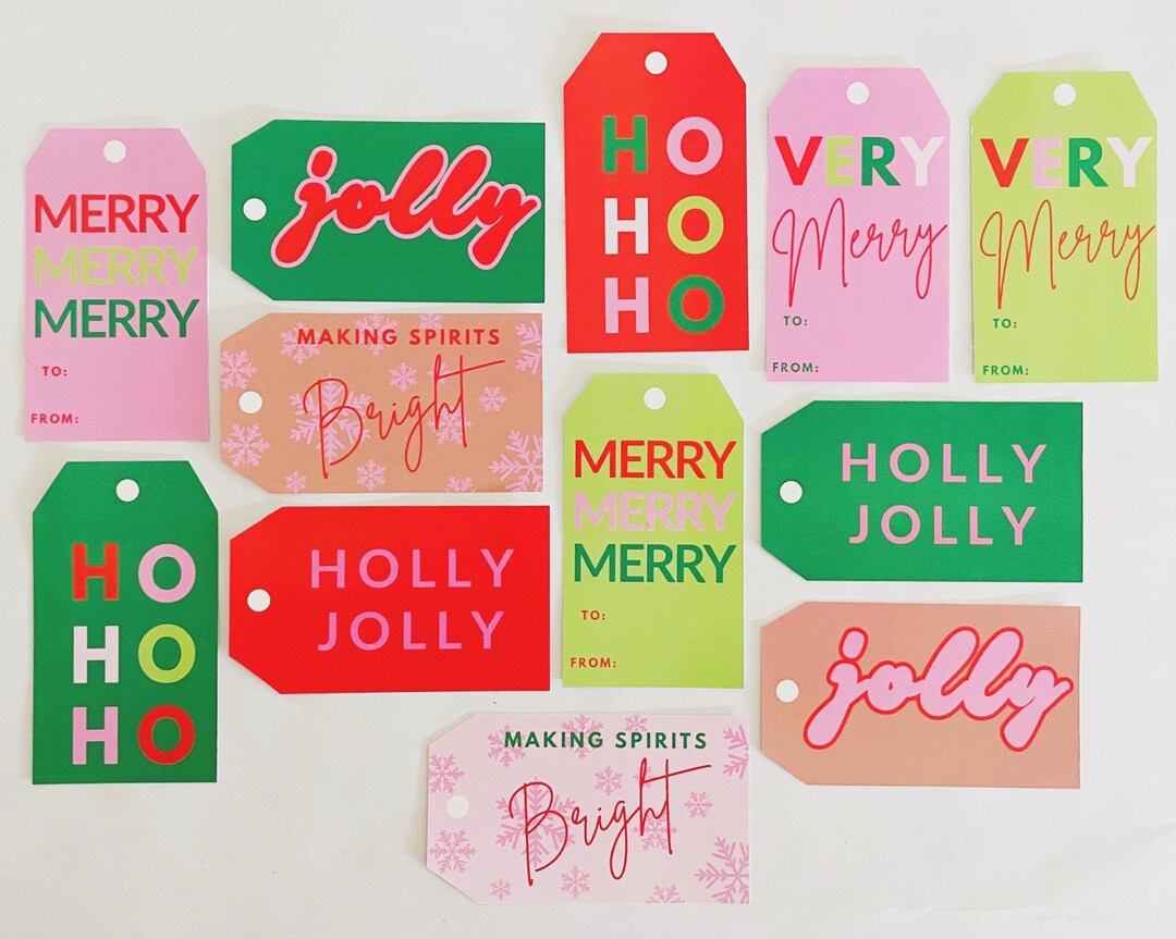 Printable Merry Christmas Gift Tags, Holiday Gift Tag, Hostess Gift ...