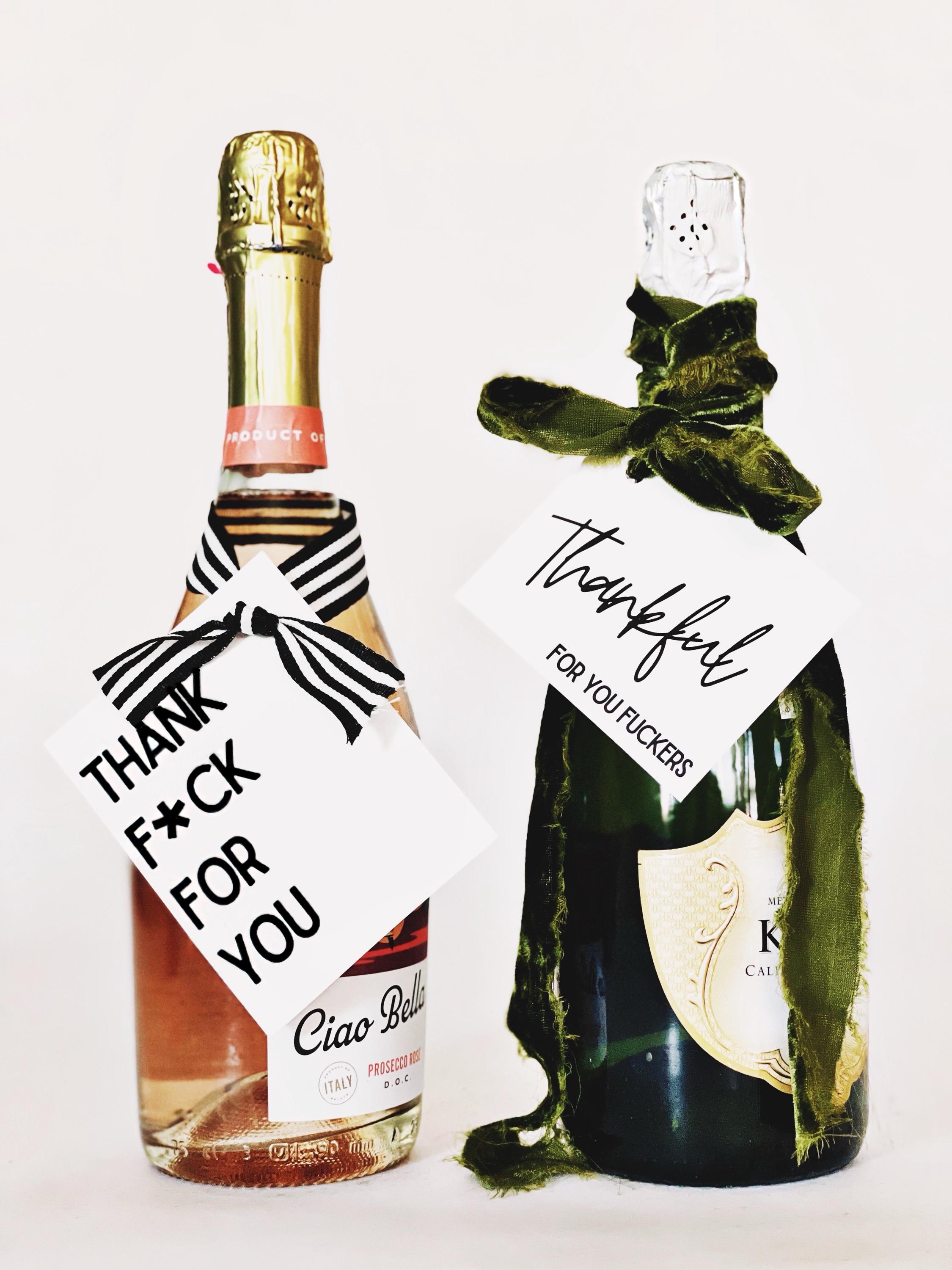 Thanksgiving Wine Tag, Friendsgiving Alcohol Tag, Thankful Wine Sticker ...