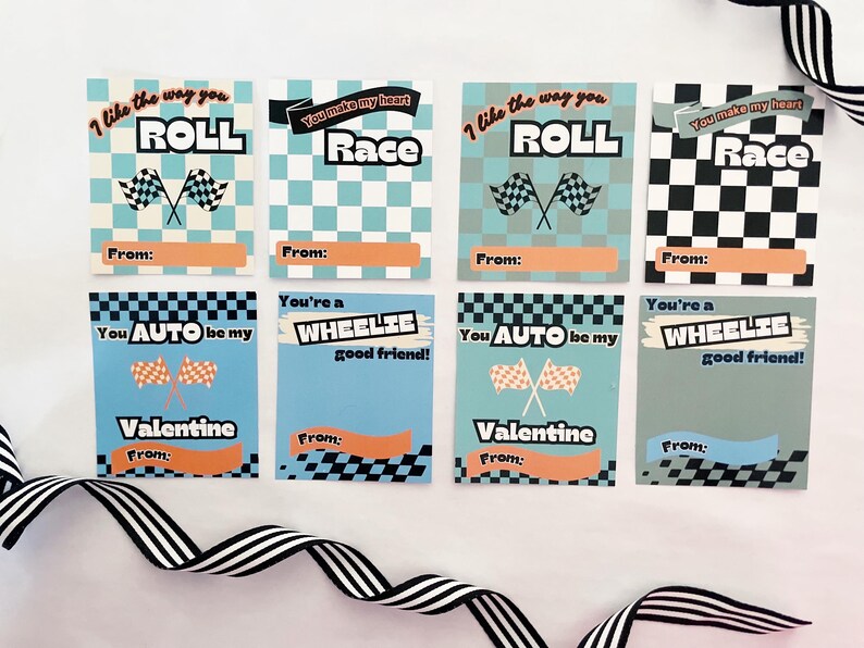 Race Car Valentines • Valentine’s Day Tags • School Valentines • Boys ...