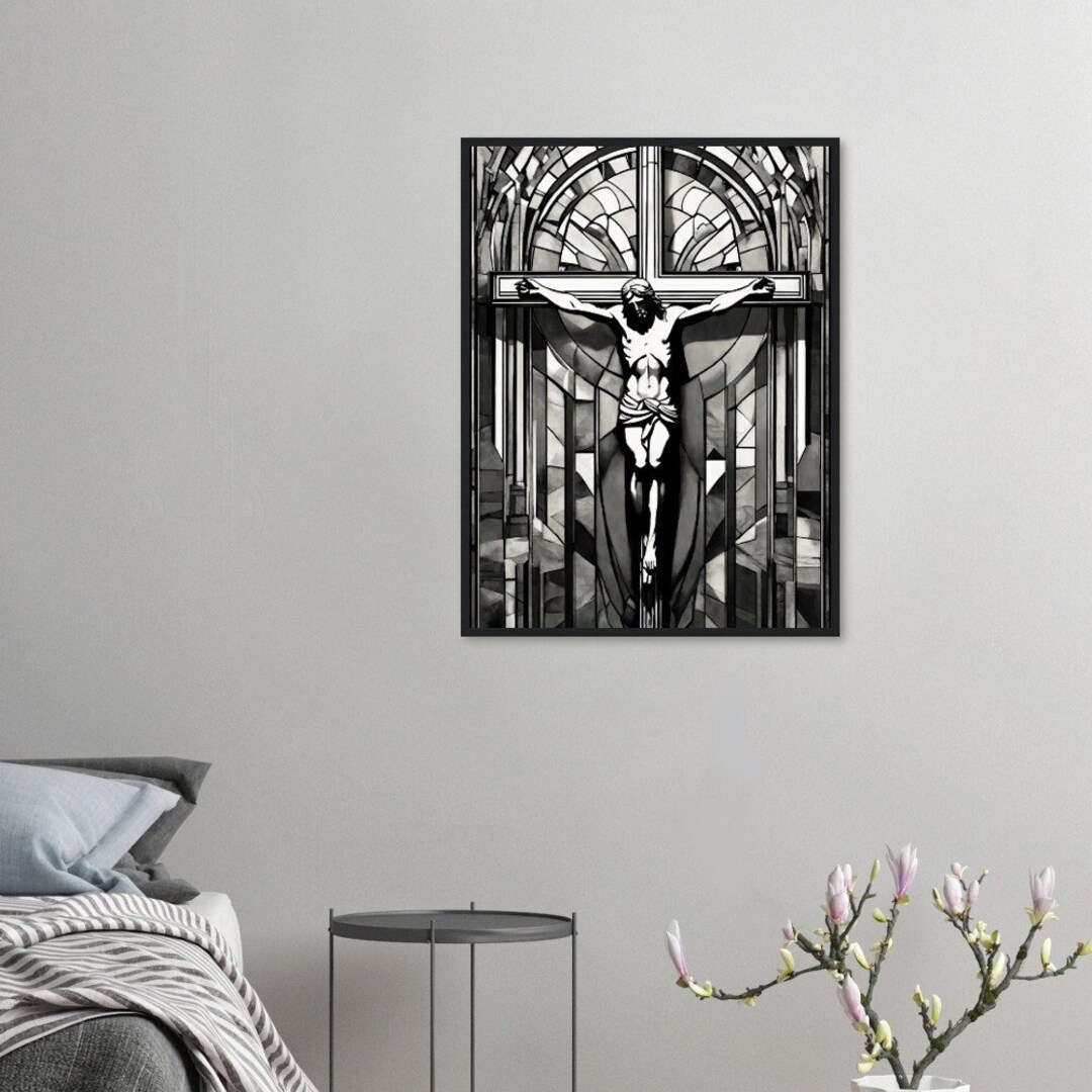 Black and White Jesus on the Cross Cubism Figurative Wall Art - Etsy