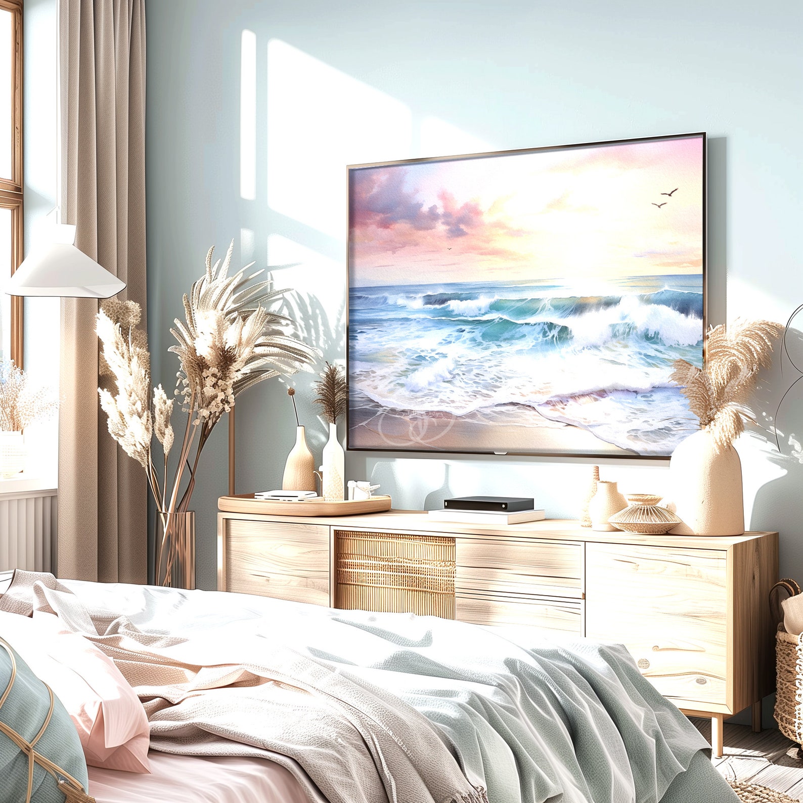 Sunrise on the Shore Watercolor Painting Frame TV Art Screensaver Wall ...