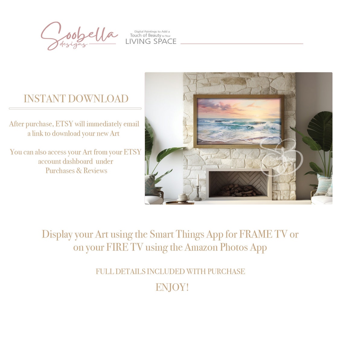 Sunrise on the Shore Watercolor Painting Frame TV Art Screensaver Wall ...