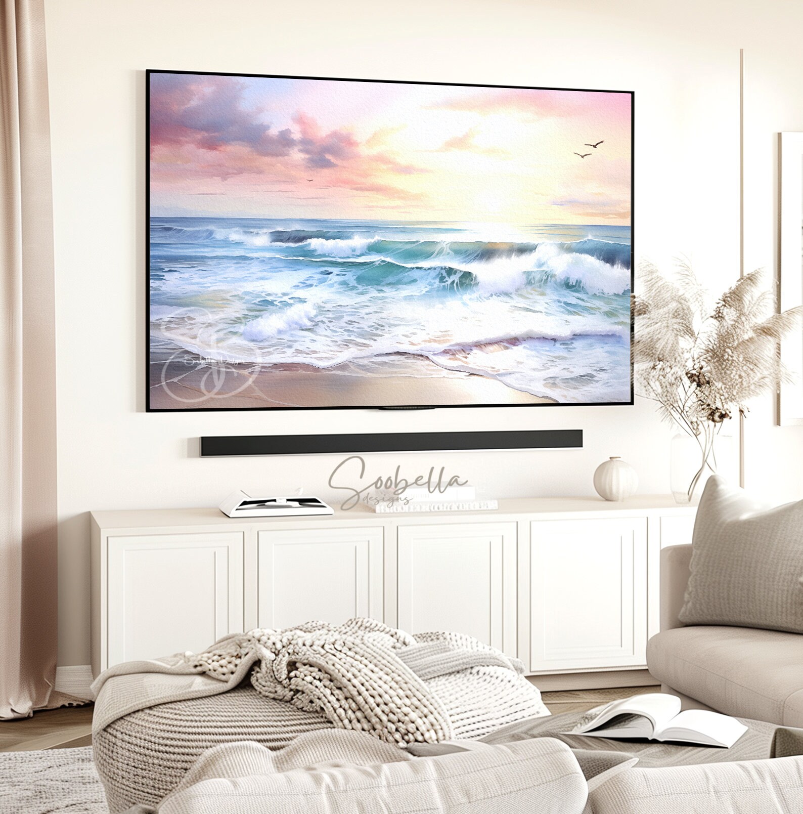 Sunrise on the Shore Watercolor Painting Frame TV Art Screensaver Wall ...
