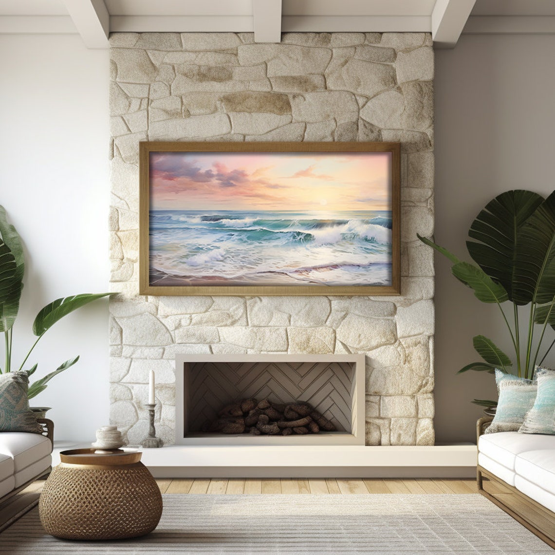 Sunrise on the Shore Watercolor Painting Frame TV Art Screensaver Wall ...