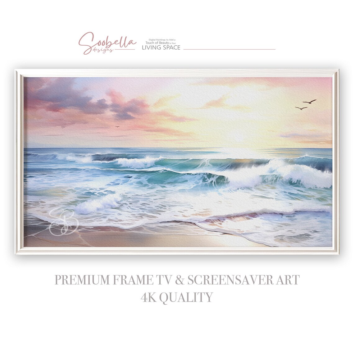 Sunrise on the Shore Watercolor Painting Frame TV Art Screensaver Wall ...