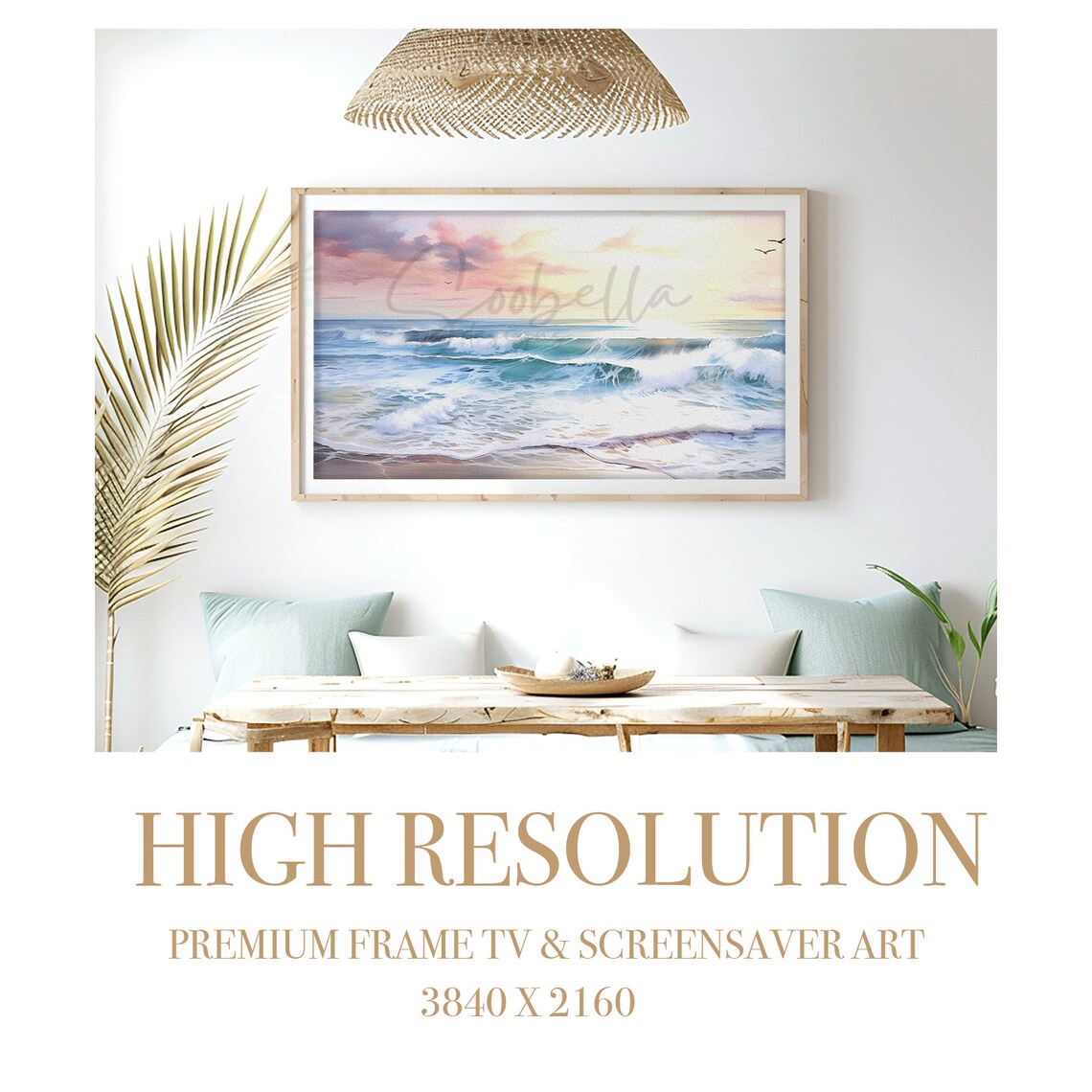 Sunrise on the Shore Watercolor Painting Frame TV Art Screensaver Wall ...