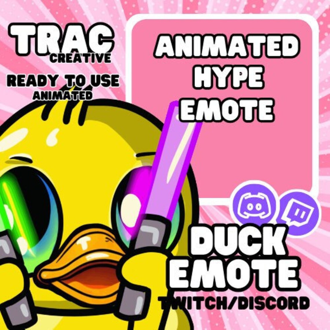 ANIMATED Twitch Emote / Cute Duck Hype Emote 1 Animated Emote / Rave ...