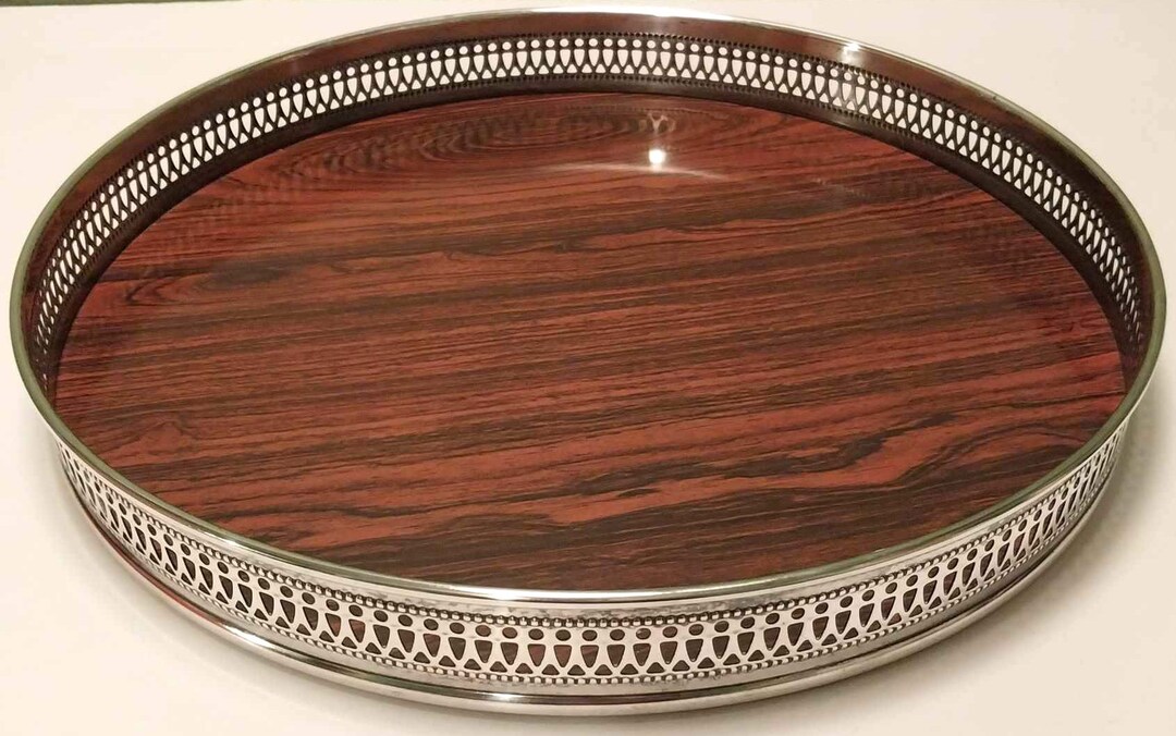 Sheffield Reticulated Silverplate and Formica Bar Serving Tray Platter ...