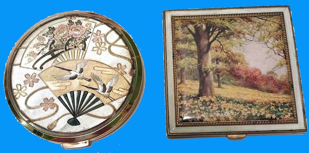 Two Powder Compacts Rex Fifth Avenue Japanese Art Nature - Etsy