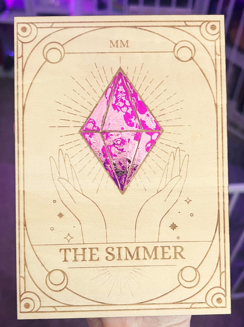 Sims Tarot Card: Laser Engraved Wood Art, Plumbob Gamer Gift - Etsy