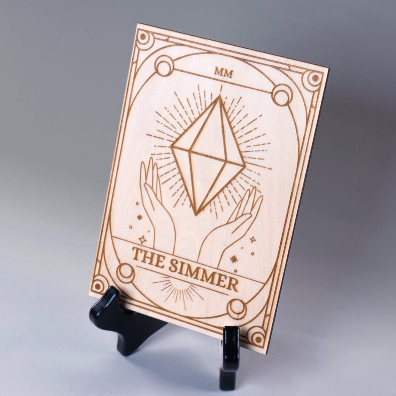 Sims Tarot Card: Laser Engraved Wood Art, Plumbob Gamer Gift - Etsy