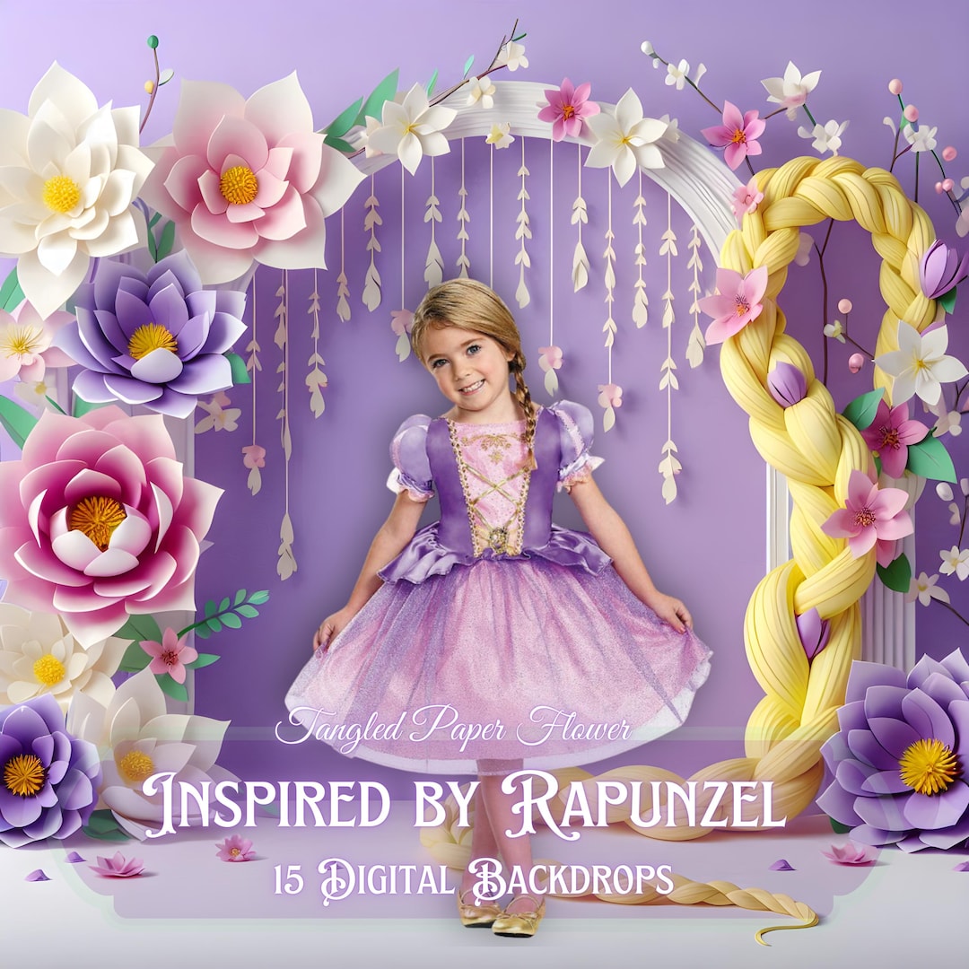 Rapunzel Inspired Paper Digital Background, Tangled Smash Cake Backdrop ...