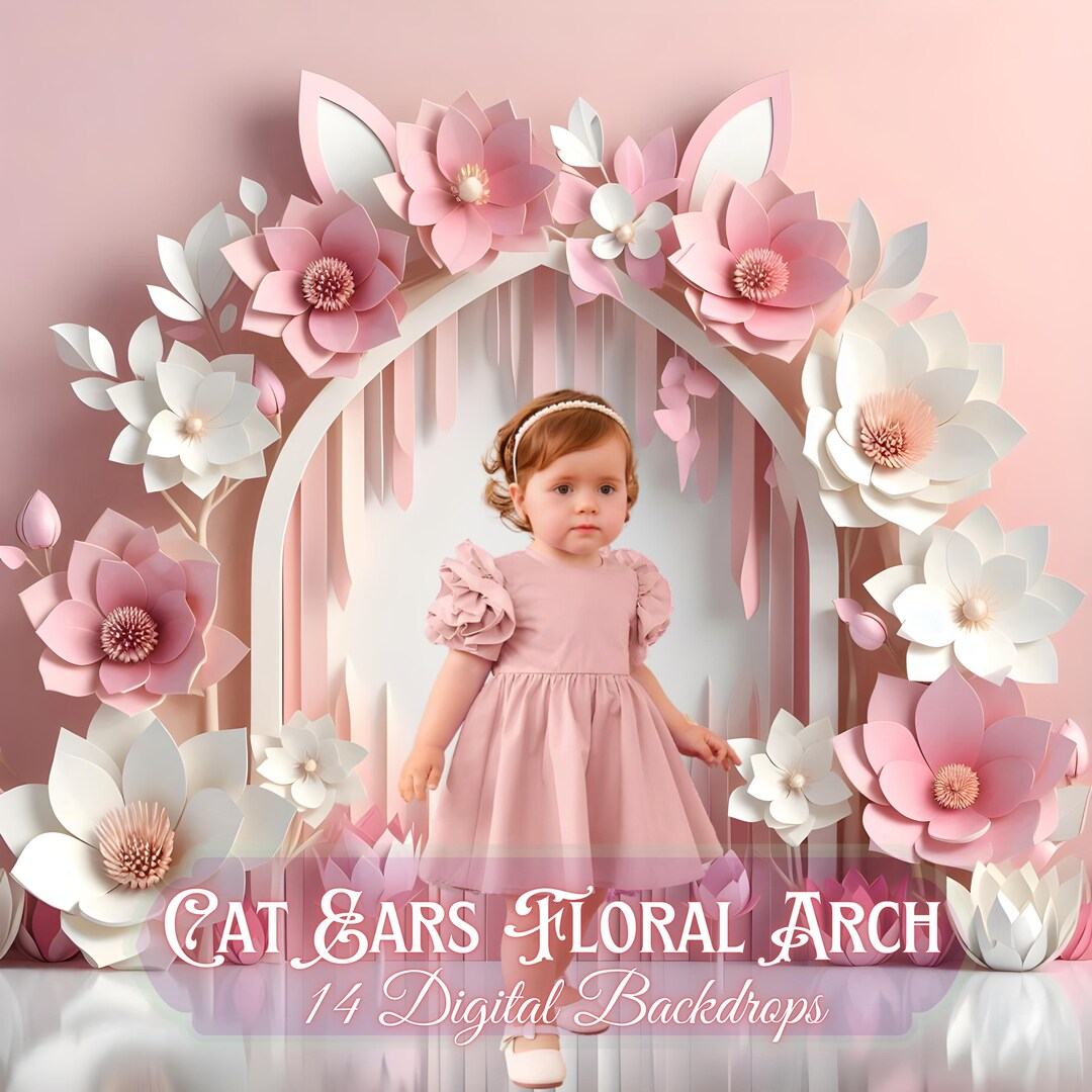 Cat Ears Flower Panel Digital Backdrops, Kids Photography Studio ...