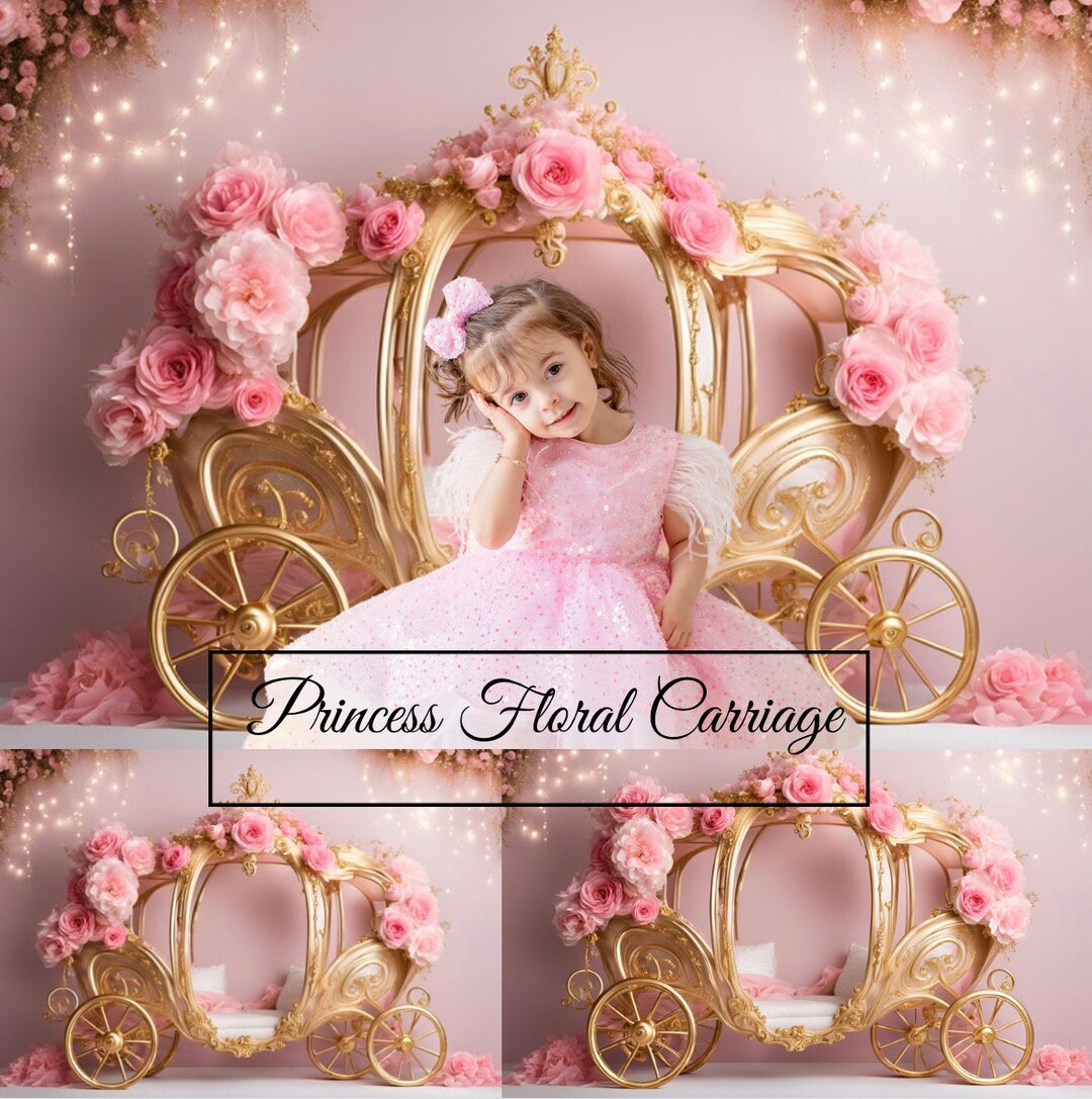 Princess Floral Carriage Digital Backdrops, Children's Photography ...