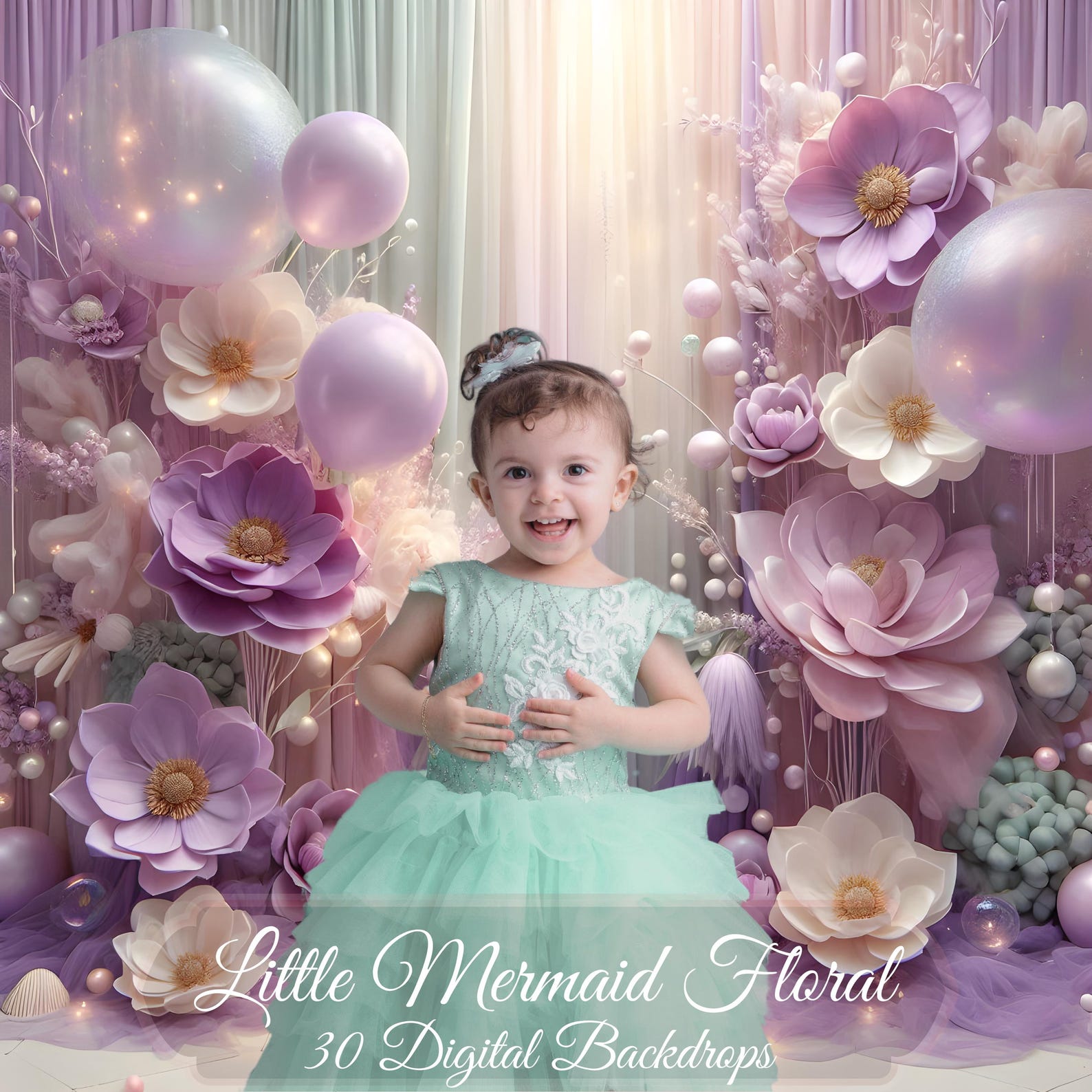 Little Mermaid Pastel Studio Digital Backdrops for Composite ...