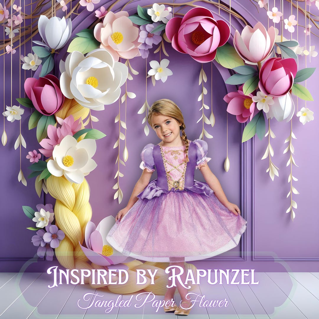 Rapunzel-inspired Paper Flower Digital Backdrop, Tangled Smash Cake ...