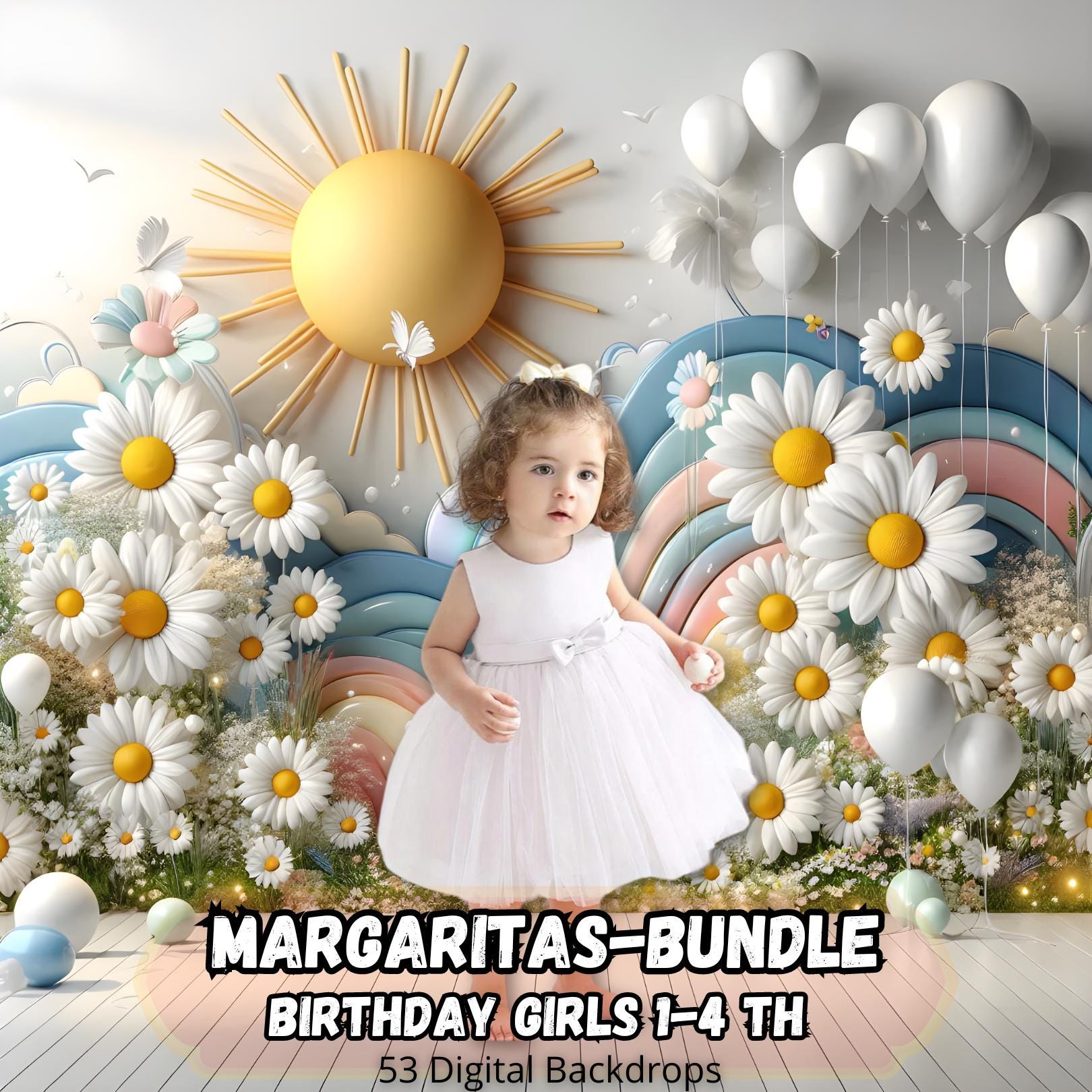 Daisy Flower Panels Digital Backdrops, Children's Photography Studio ...