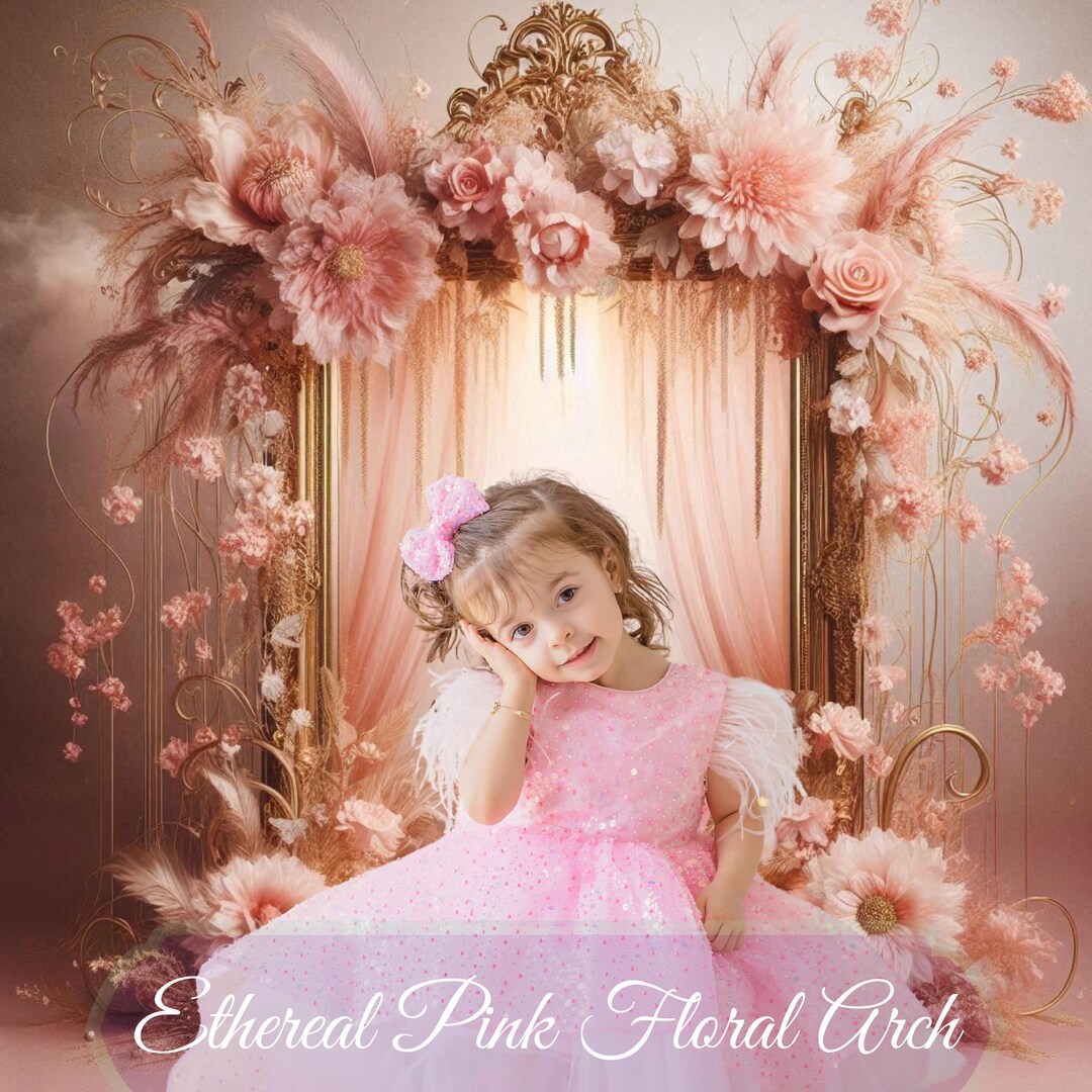 Ethereal Pink Floral Arch Digital Backdrops, Maternity Photography ...