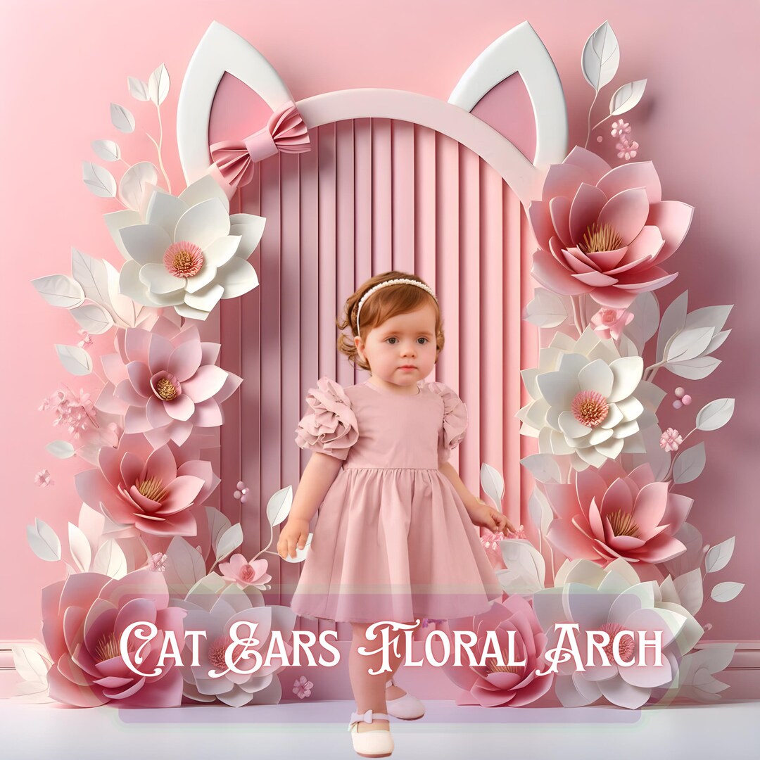 Cat Ears Flower Panel Digital Backdrops, Kids Photography Studio ...