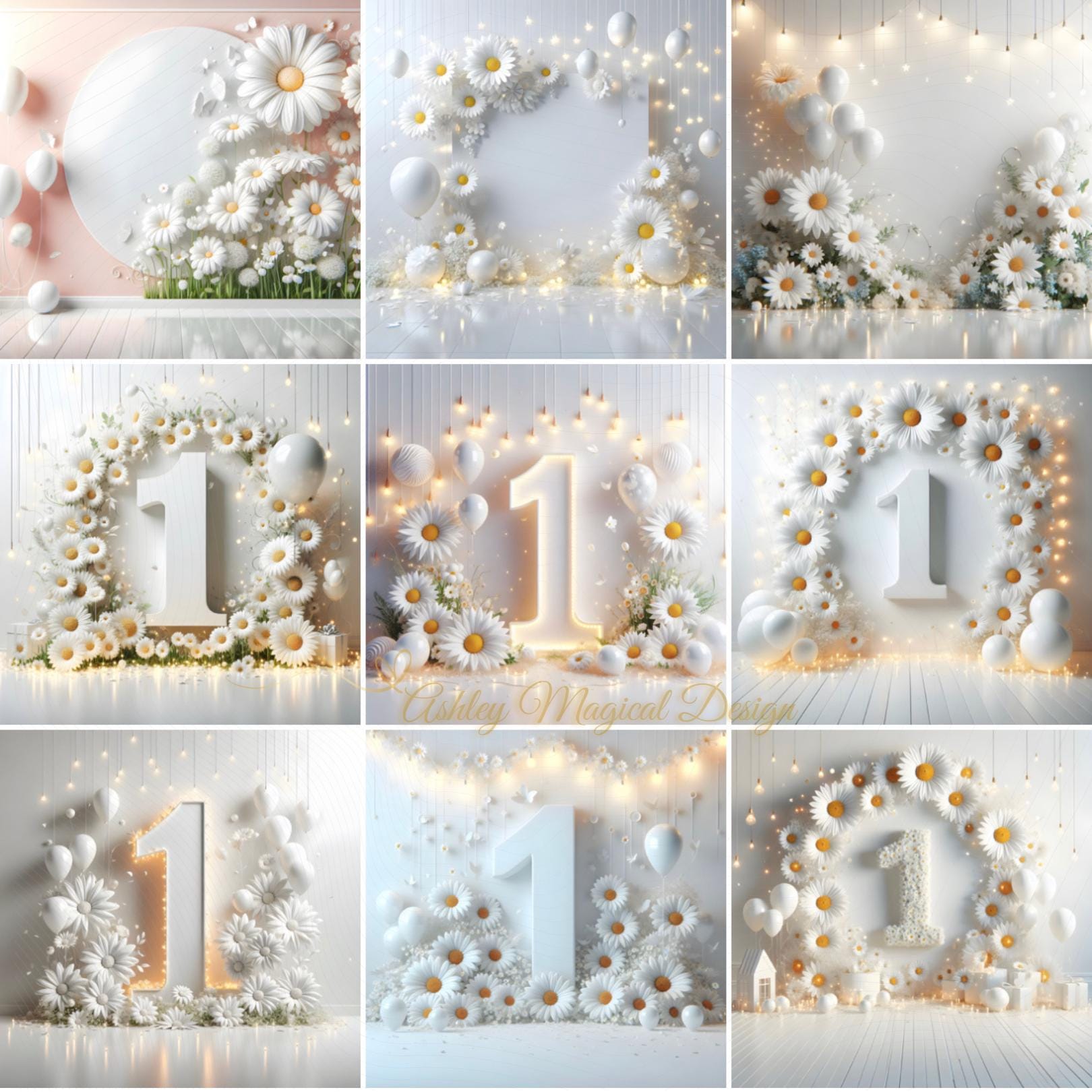 Daisy Flower Panels Digital Backdrops, Children's Photography Studio ...
