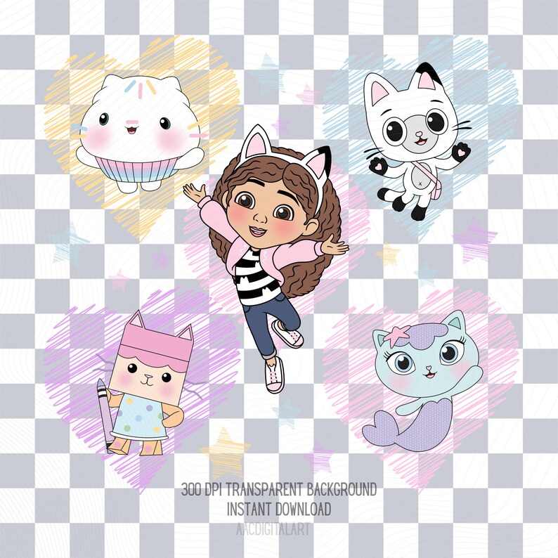 Gabby’s Dollhouse PNG Clipart – Cute Cartoon Digital Download, Kids ...