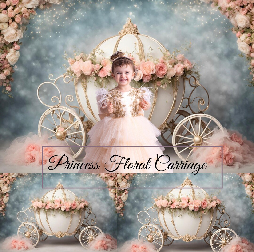 Princess Floral Carriage Digital Backdrops, Children's Photography ...