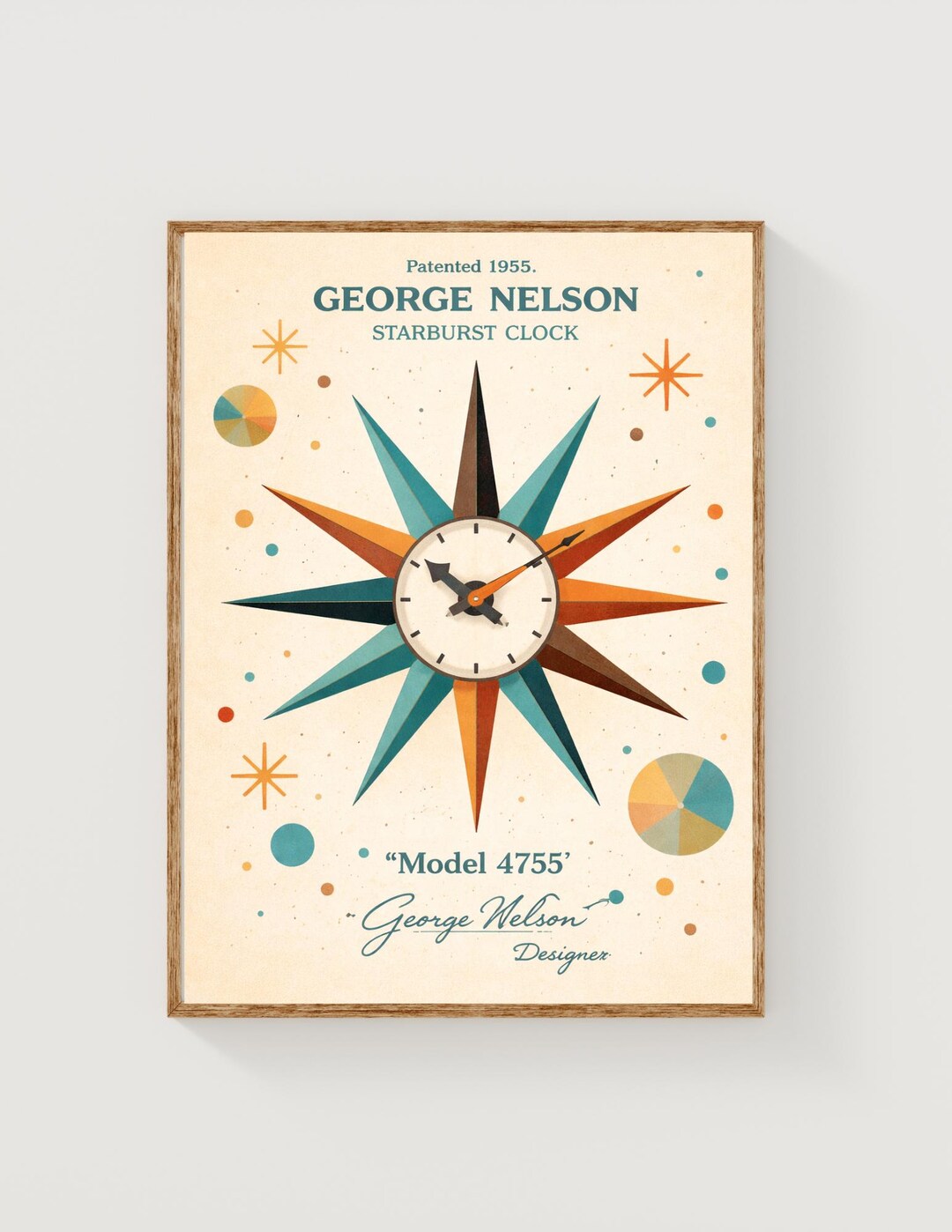 George Nelson Starburst Clock Print | Mid Century Modern Wall Art ...