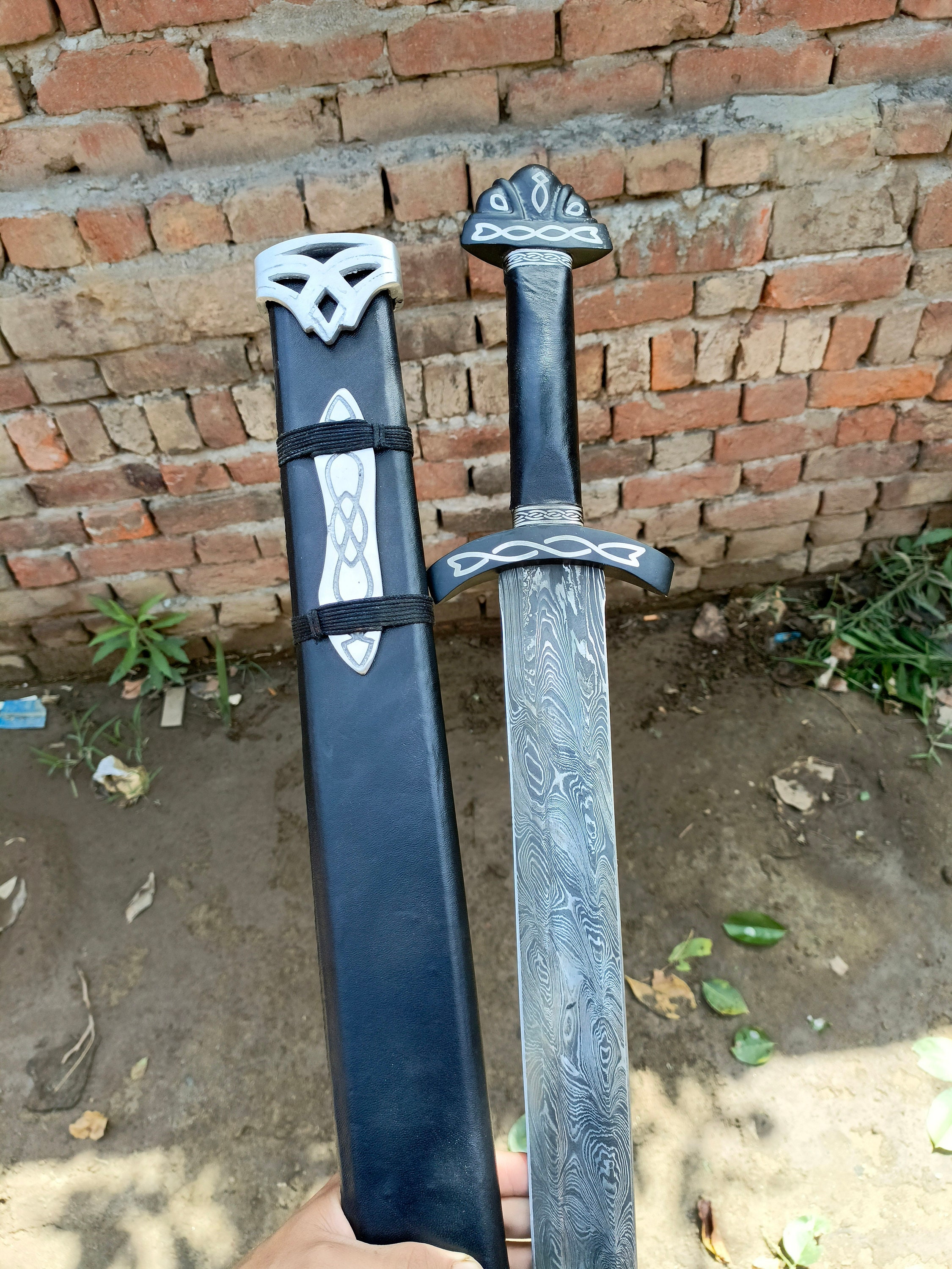 Hand Forged Real Damascus Steel Viking Sword, Damascus Steel Combat ...