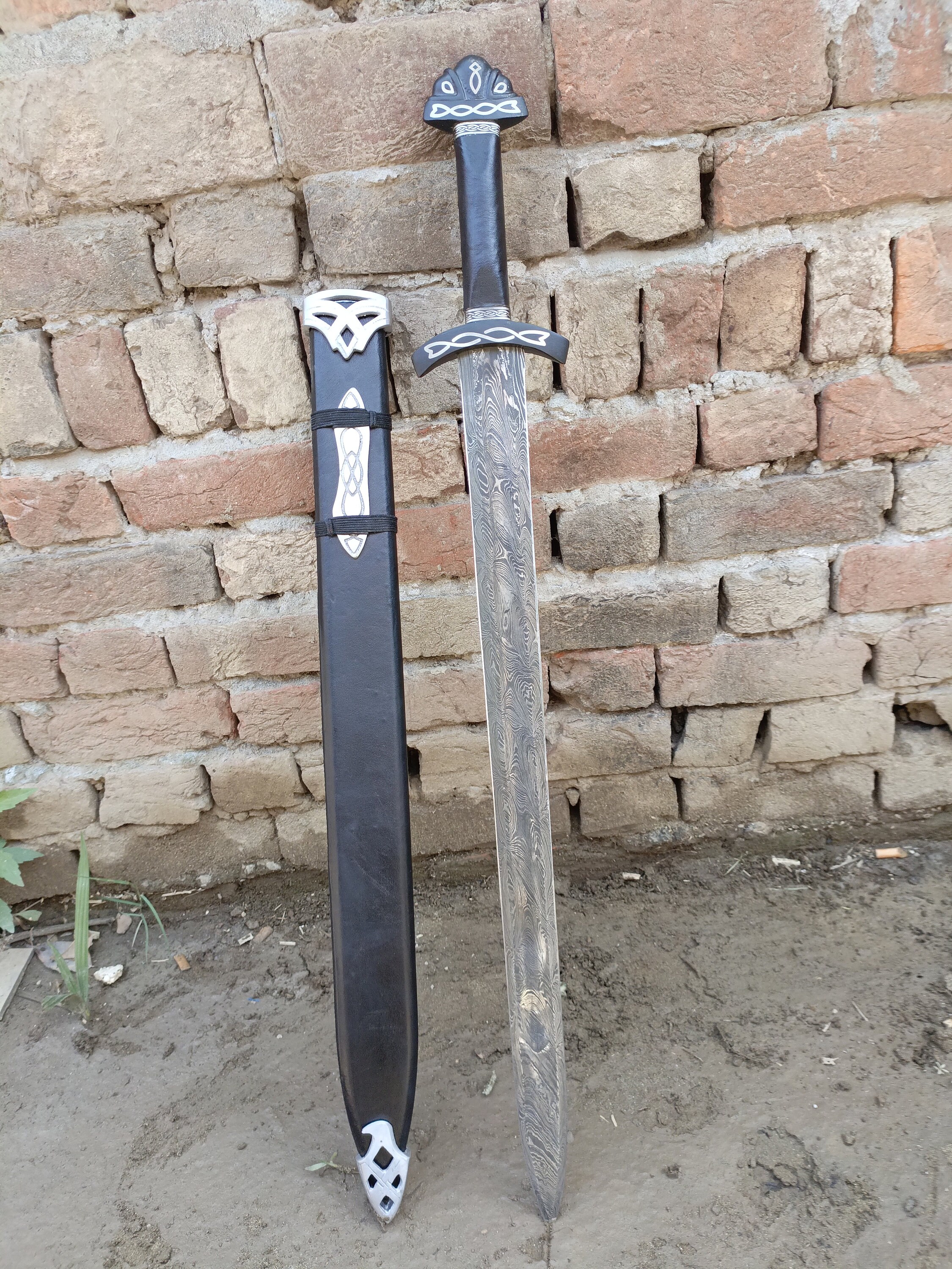 Hand Forged Real Damascus Steel Viking Sword, Damascus Steel Combat ...