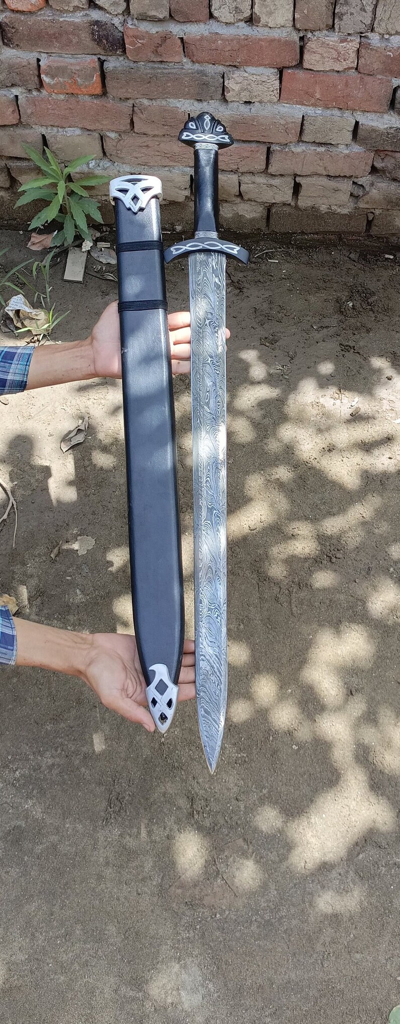 Hand Forged Real Damascus Steel Viking Sword, Damascus Steel Combat ...