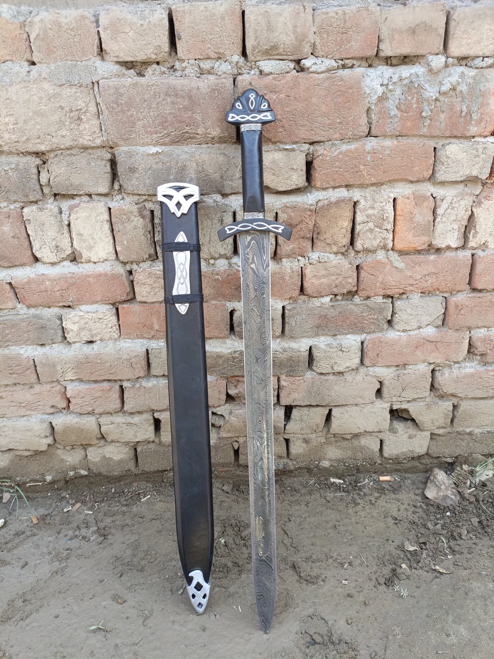 Hand Forged Real Damascus Steel Viking Sword, Damascus Steel Combat ...