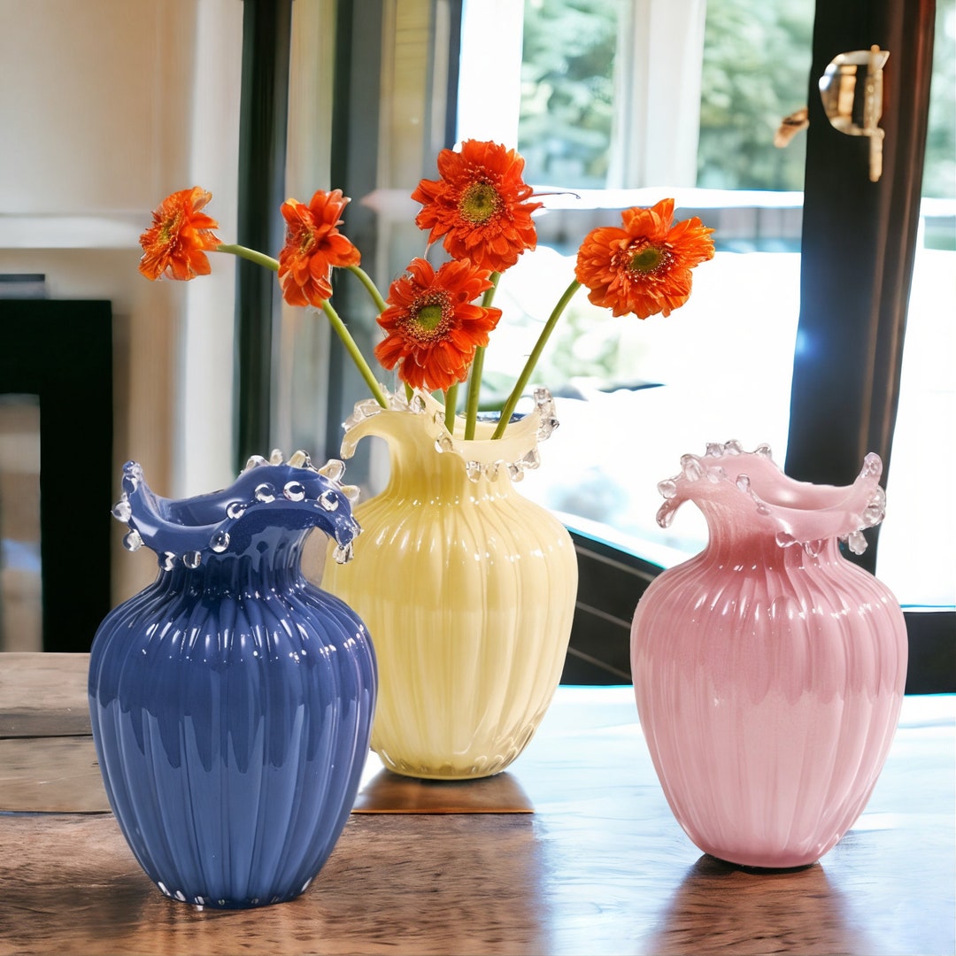 Luxury Glass Vase Wavy Edge Glass Vase Flower Vase Home Decoration ...