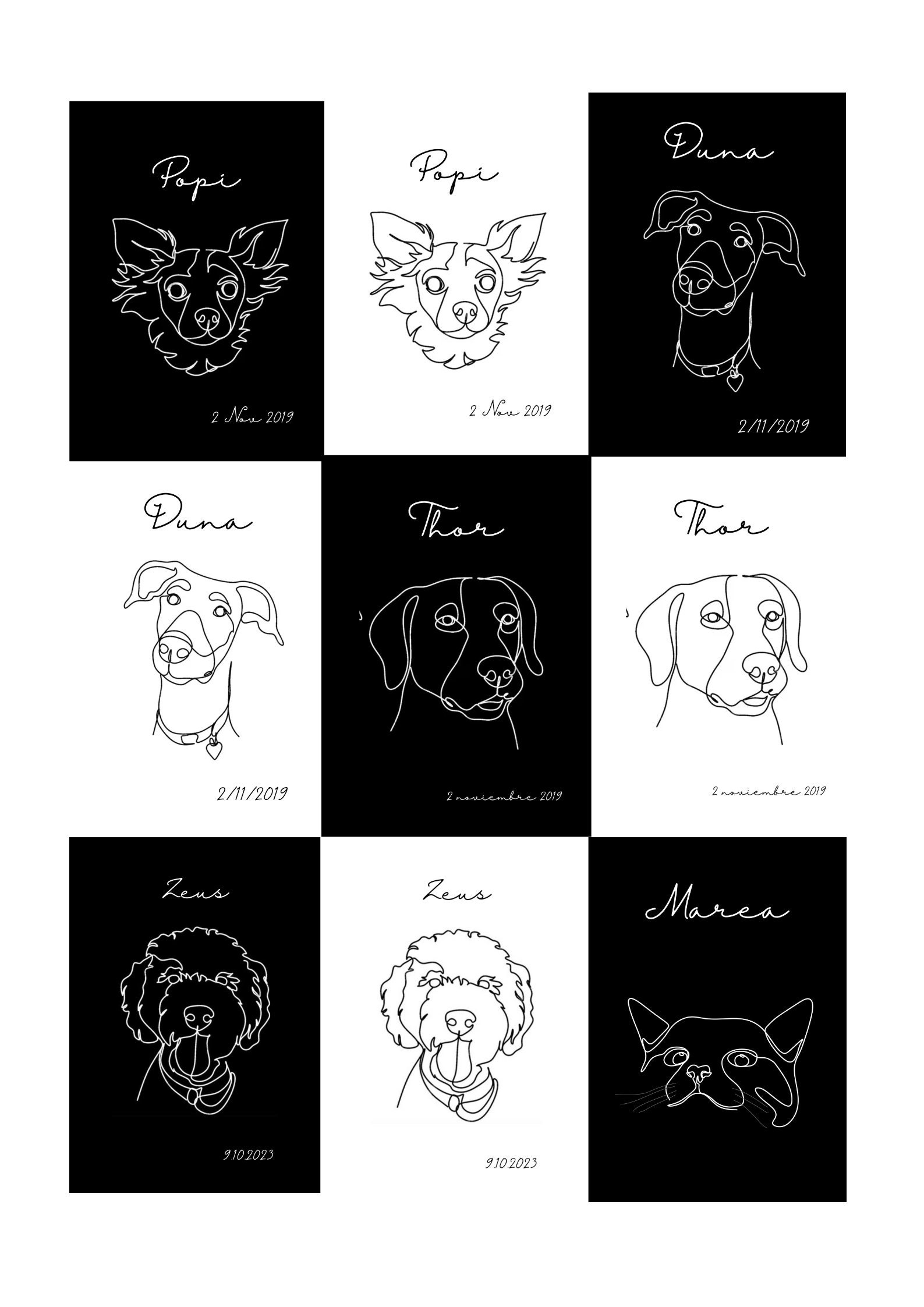 Pet and Name Line Drawing Sheet - Etsy