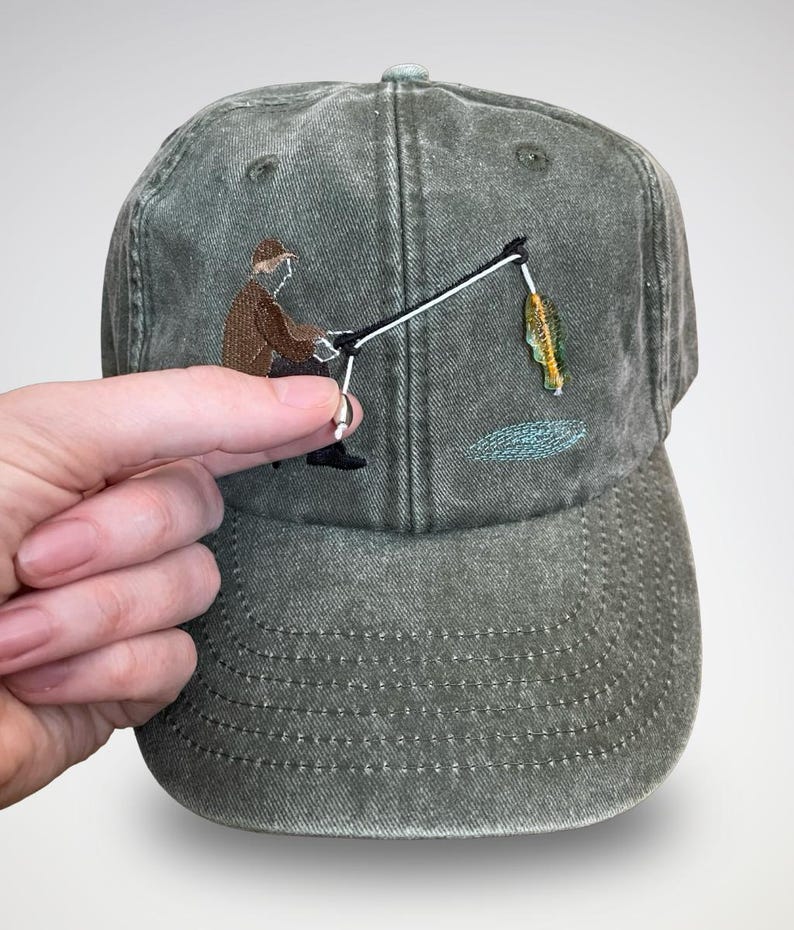 Embroidered Fisherman Hat With Pull-up Glass Fish | Man Fishing Hat ...