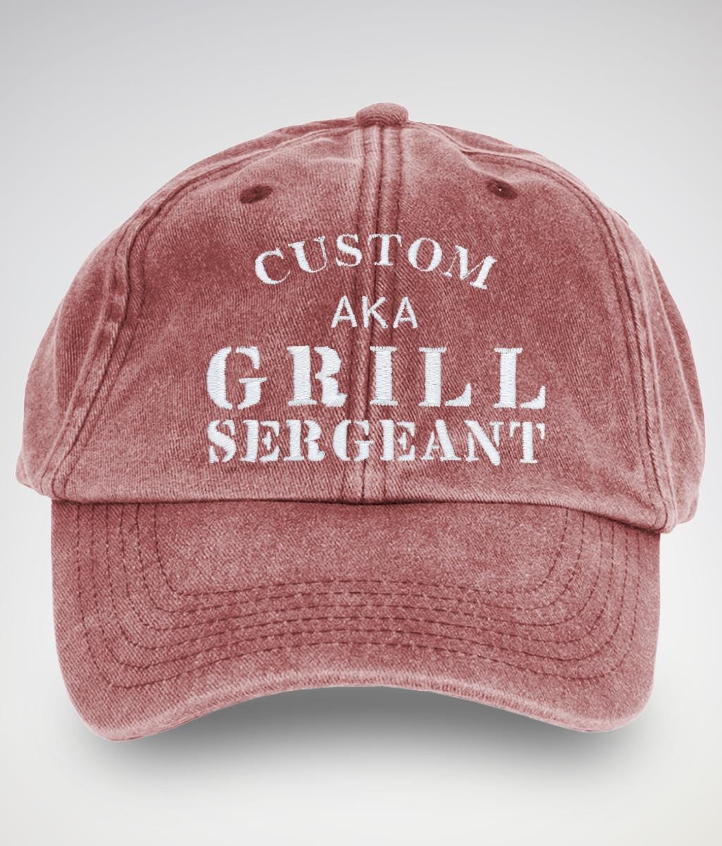 CUSTOM Grill Sergeant Hat | Custom Embroidered BBQ Cap | Funny Barbecue ...