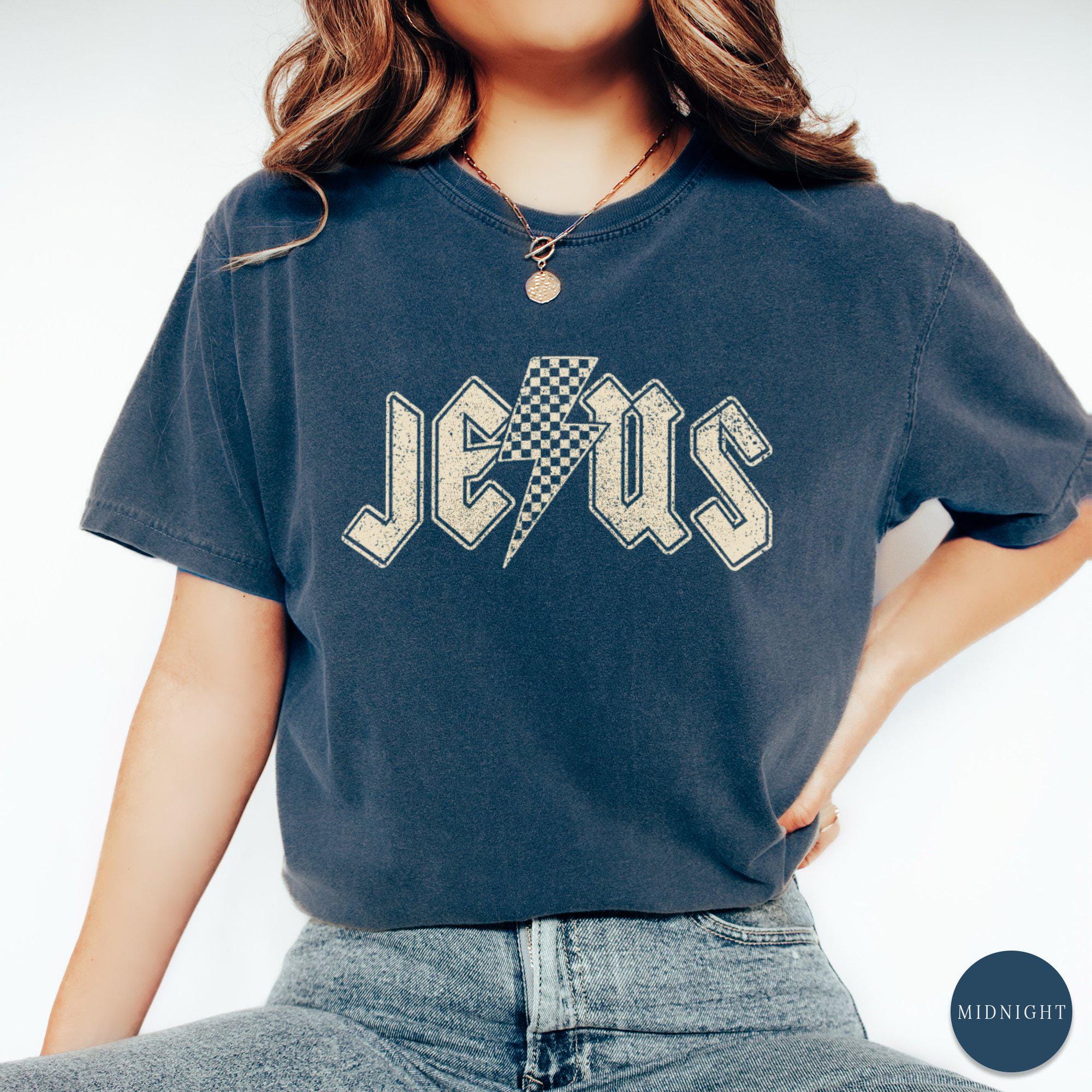Vintage Jesus Lightning Bolt Graphic T-shirt Faith Inspired Tee Retro ...