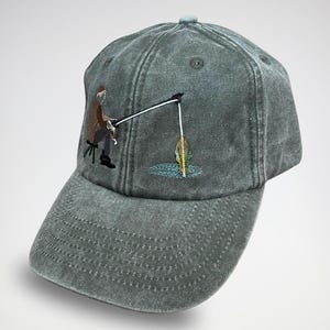Embroidered Fisherman Hat With Pull-up Glass Fish | Man Fishing Hat ...