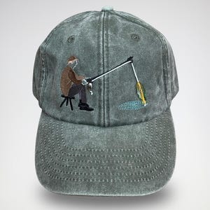 Embroidered Fisherman Hat With Pull-up Glass Fish | Man Fishing Hat ...