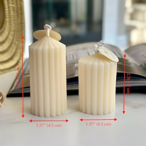 Ribbed Pillar Candle, Striped Candle, Set of Soy Candles, Custom Color ...