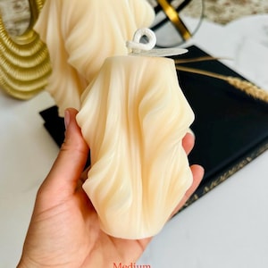 Twisted Wavy Pillar Candle, Huge Curve Candle, Organic Soy Wax, Shaped ...