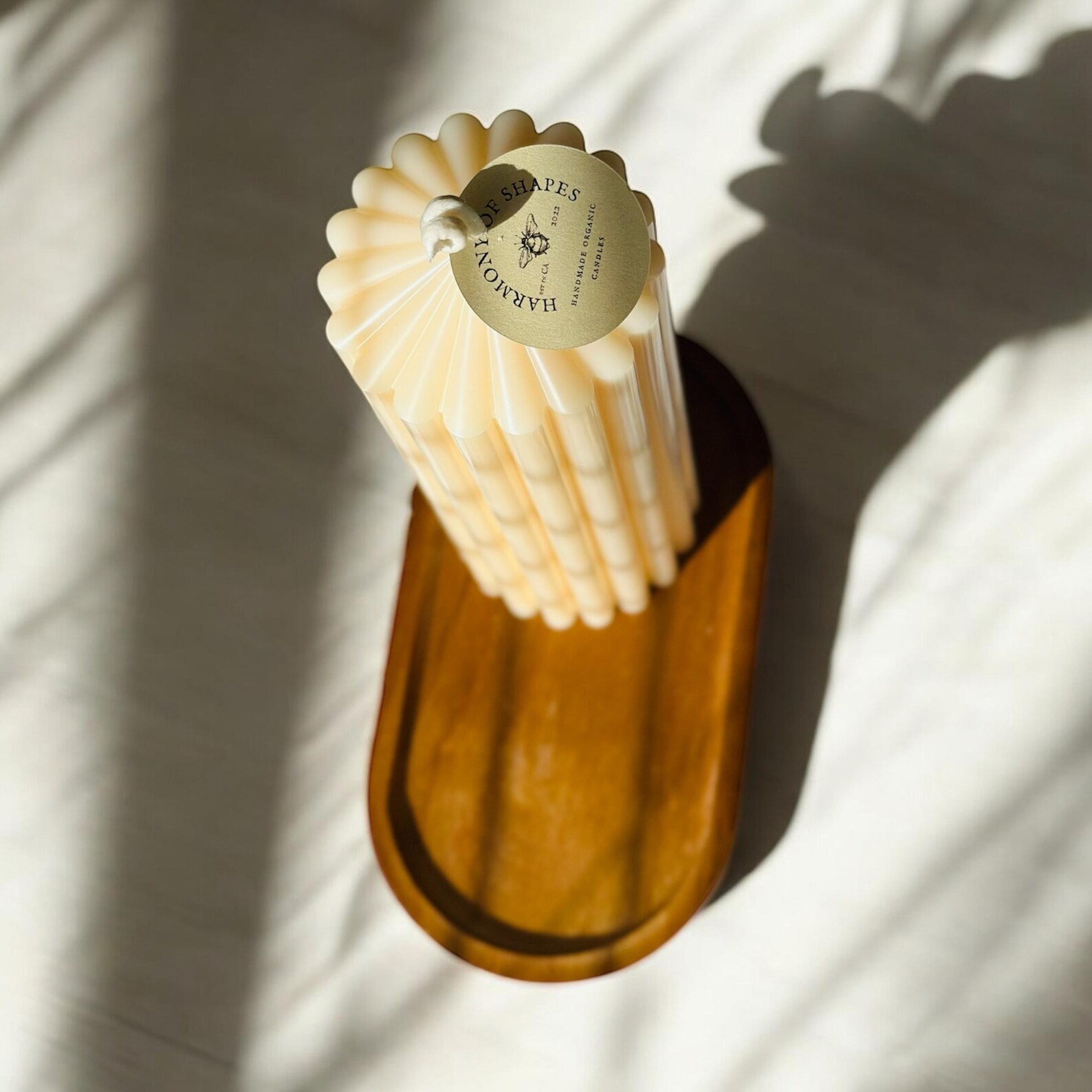 Huge Pillar Ribbed Candle, Organic Tall Pillar Candle, Large Striped ...