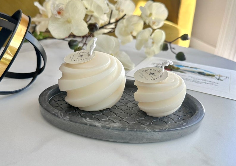 Spiral Ball Candle, Round Swirl Candle, Planet Shaped Candle, Organic ...