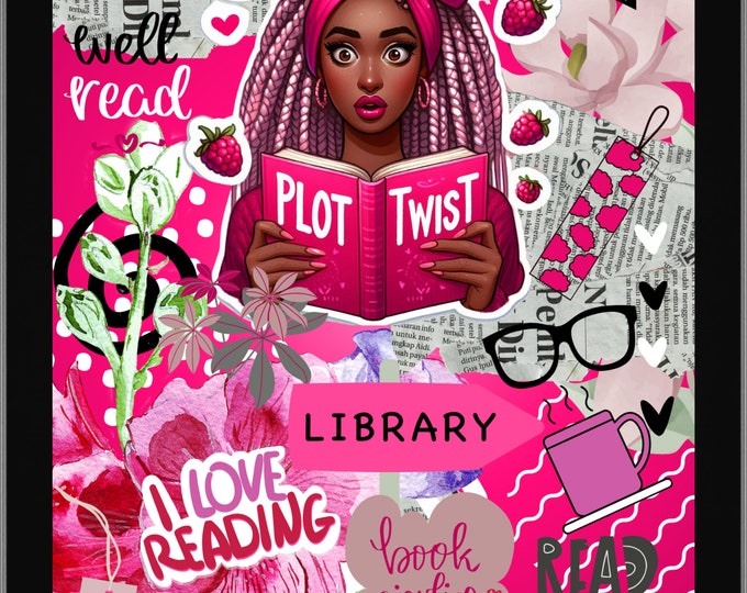 Pink Collage Kindle Case Insert, Book Lover Design (digital Download ...