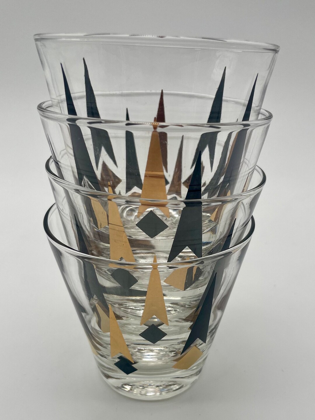 Vintage Anchor Hocking Golden Peaks Atomic Arrows Rocks Low Ball ...