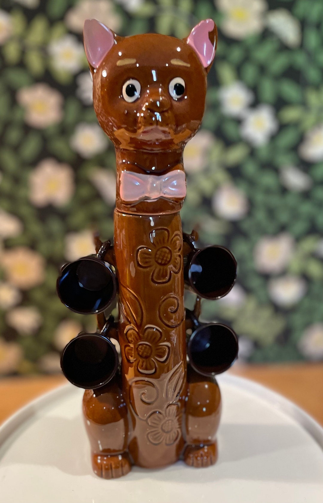 Vintage Cat Decanter With Cups Novelty Barware Sake Set, Japan Stamp - Etsy