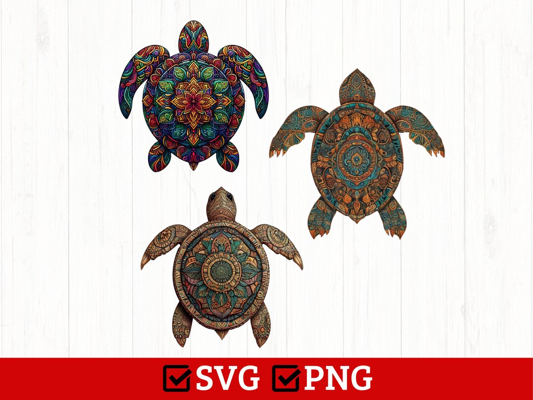 Mandala Turtle Multilayer Clipart, Turtle Multilayer SVG, Turtle Cut ...