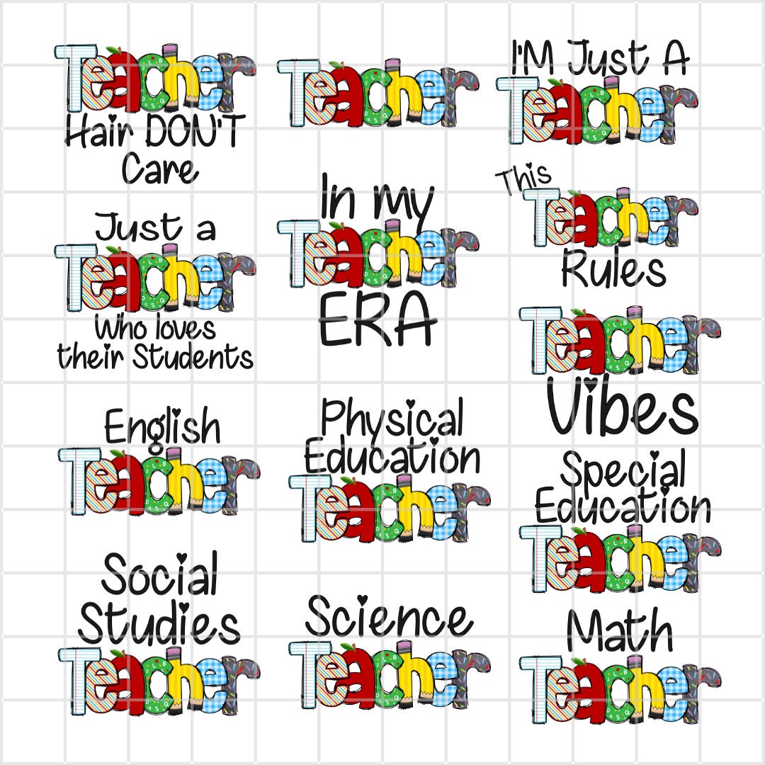 Teacher PNG Bundle: Doodles & Designs for Elementary, Middle, High ...