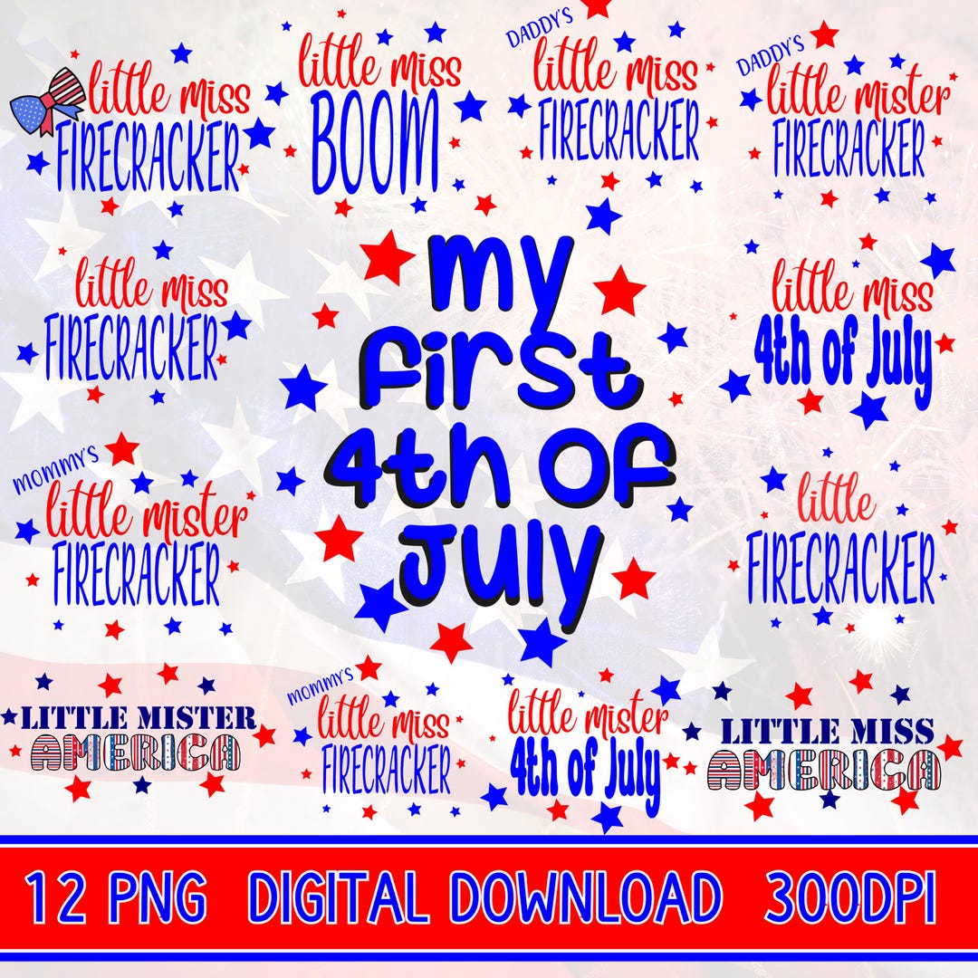4th of July PNG Bundle | 12 Patriotic Sublimation Designs | Little Miss ...