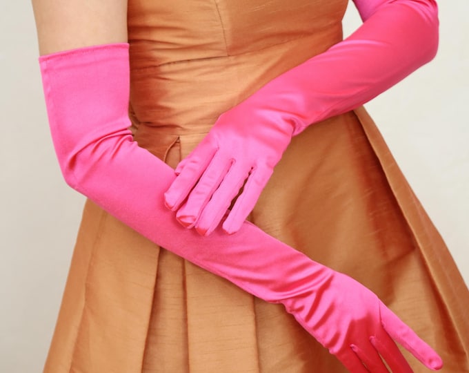 Vintage Long Evening Gloves Long Pink Gloves Gloves Cocktail Gloves ...